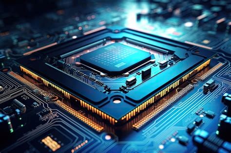 Premium Ai Image Powerful Quantum Cpu On Pcb Motherboard With Data Transfers