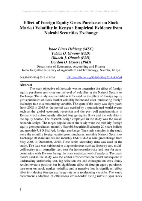 pdf effect of foreign equity gross purchases on stock market
