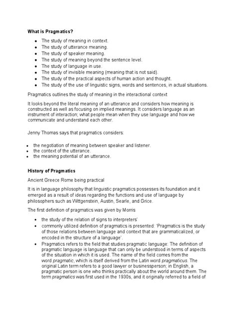 Pragmatics Pdf Linguistics Human Communication