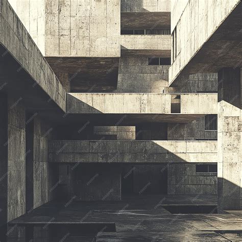 Un Edificio De Concreto Con Un Piso De Hormigón Y Un Gran Piso De Concreto Imagen Premium