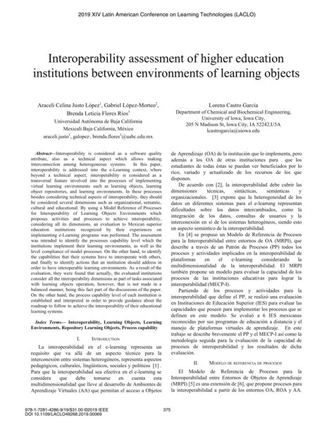 Pdf Interoperability Assessment Of Higher Education Institutions