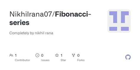 GitHub Nikhilrana Fibonacci Series Completely By Nikhil Rana