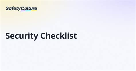 Security Checklist Free Template