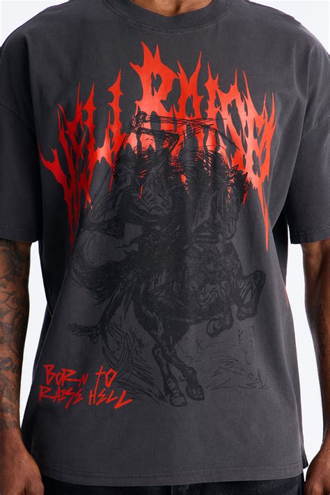 Hell Raiser Vintage Boxy Short Sleeve Tee Black Wash Fashion Nova