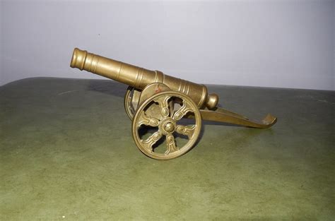 Vintage Antique Brass Cannon Ornament Figure Figurine For Desk Or