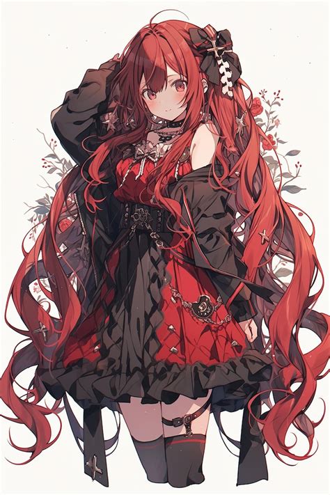 Premium Photo An Anime Girl With Long Flowing Red Hair And A