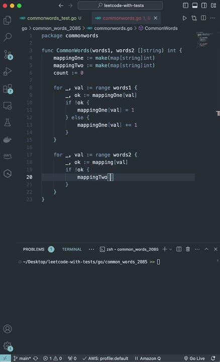Common Words 2085 Golang Short Golang Coding Leetcode Algorithm