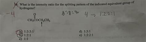 Solved What Is The Intensity Ratio For The Splitting Pattern