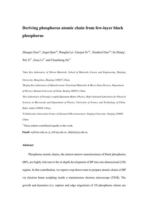 Pdf Deriving Phosphorus Atomic Chain From Few Layer Black Phosphorus