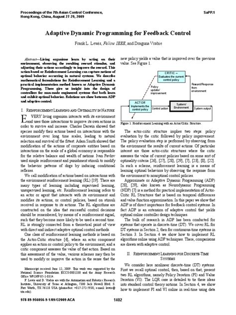 Adaptive Dynamic Programming For Feedback Control 0 Pdf Control Theory Optimal Control