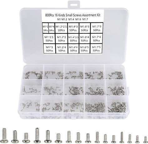 Fandway 800pcs 16 Kinds M1 M17 Nickel Plated Phillips Pan Head Small