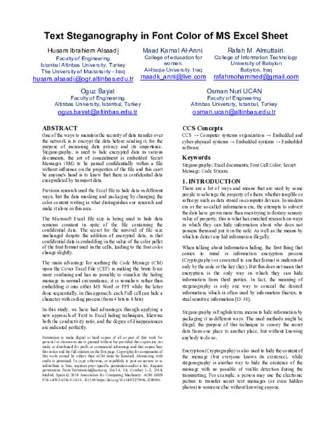 Pdf Text Steganography In Font Color Of Ms Excel Sheet