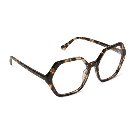 Dixie Hexagon Glasses Espresso Tortoise And Clear Diff Eyewear