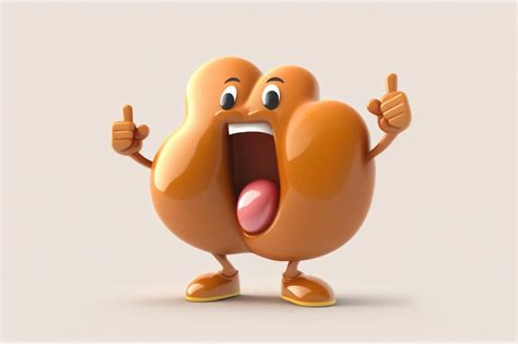 간 귀여운 만화 건강한 인간 해부학 내부 장기 캐릭터 세트 뇌 폐 내장 심장 신장 간 및 위장 마스코트 부분이 애니메이션 형태로 생체 장기 프리미엄 Ai 생성 이미지