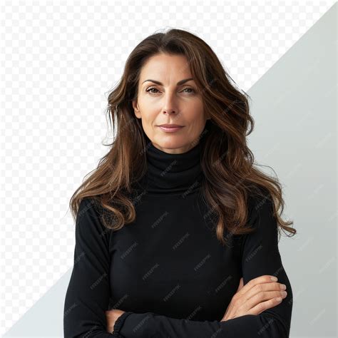 Premium Psd Portrait Of Beautiful Middle Aged Woman With Brunette