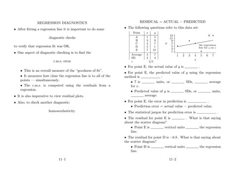 Regression Diagnostics Exercises Rms Error And Residuals