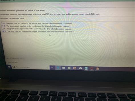 solved etermine whether the given value is a statistic or a
