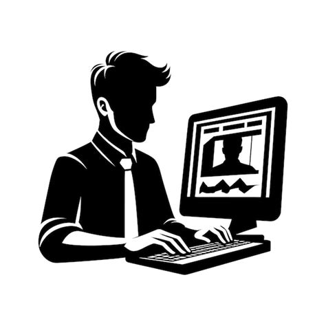 Premium Vector A Man Is Working On A Computer With A Computer Screen