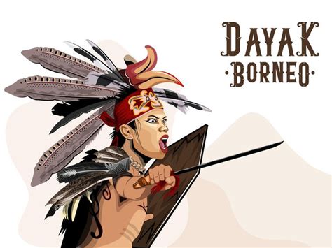 Dayak Borneo Vector Illustration Indonesia Borneo Art Dayak Borneo Design Dayak Art