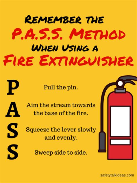 Pass Method Fire Extinguishers Safety Poster Safety Talk Ideas Pass Method Fire Extinguishers Safety Poster Safety Talk Ideas