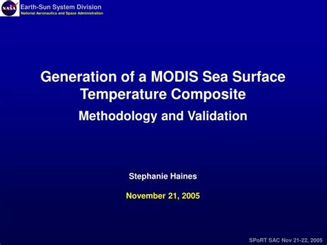 Ppt Generation Of A Modis Sea Surface Temperature Composite Methodology And Validation