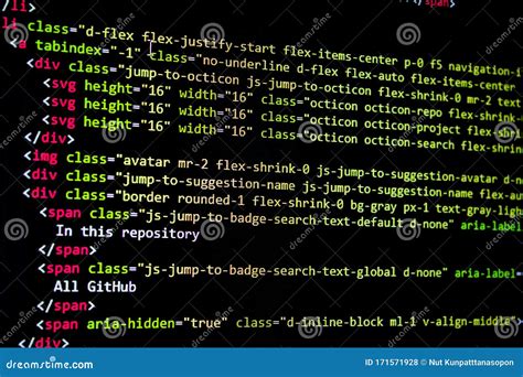 Écran de code source code de programmation inscription du script