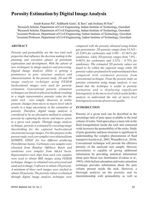 Pdf Porosity Estimation By Digital Image Analysis
