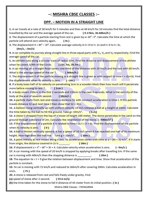 Straight Line Dpp Pdf
