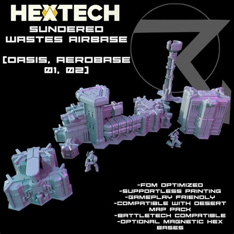 D Printable HEXTECH Hex Hills Desert Map Pack Battletech Compatible Hex Terrain By