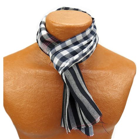 Vietnamese Khan Ran Plaid Checkered Scarf Black