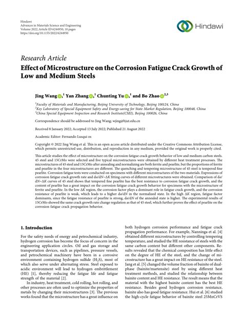 Pdf Effect Of Microstructure On The Corrosion Fatigue Crack Growth Of
