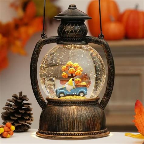 9 Red Truck Snow Globe Lights For Autumn Decor Glittering