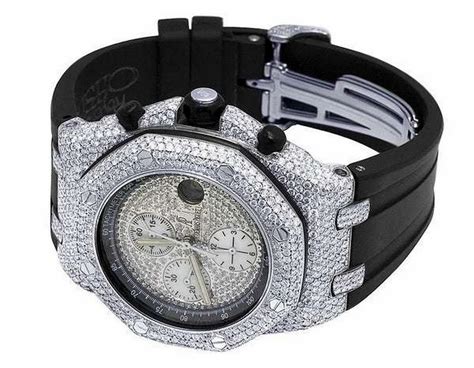 Full Iced Out Vvs Moissanite Diamond Black Silicon Band 42mm Luxury Men