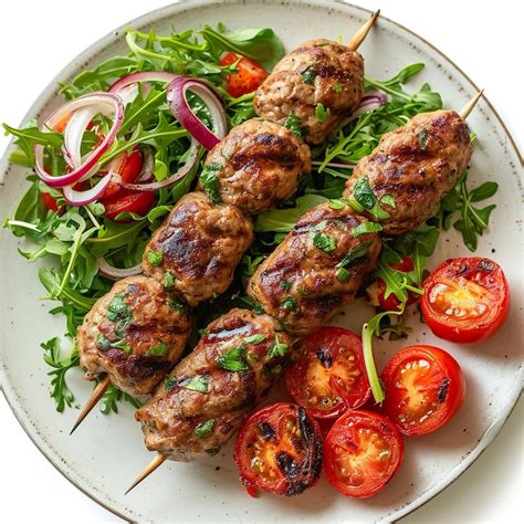 Premium Ai Image Long Turkish Adana Kebabs Made From Seasoned Ground