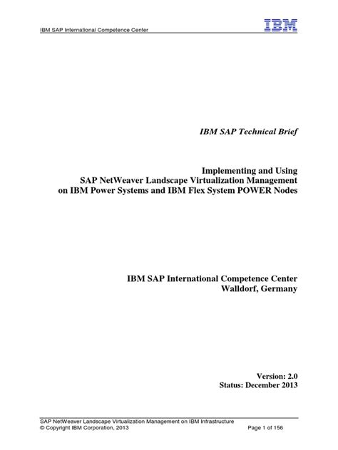 Integration Of Ibm Infrastructure And Sap Lvm V2 0 Pdf Sap Se