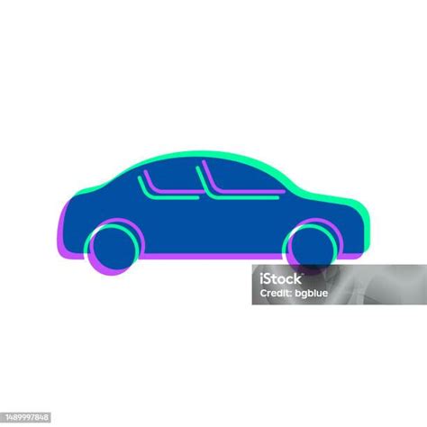 자동차 측면도 흰색 배경에 두 가지 색상이 오버레이된 아이콘 3차원 형태에 대한 스톡 벡터 아트 및 기타 이미지 3차원 형태 개념 경주용 자동차 자동차 Istock