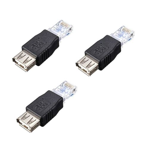3pc Usb A Female F To Ethernet Rj45 Male Router Adapter Plug Socket Lan
