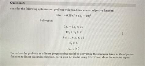 Solved Consider The Following Optimization Problem With