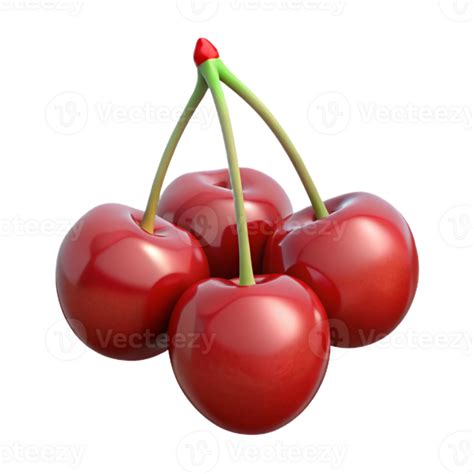 3d Render Shiny Red Cherries Illustration 53920023 Png