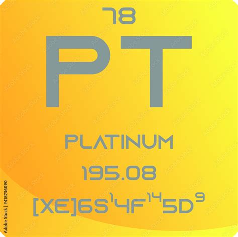 Platinum Pt Transition Metal Chemical Element Vector Illustration Diagram With Atomic Number
