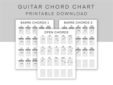 Guitar Chord Chart Printable Download Printable Pdf Beginner Guitar Chord Chart Basic Chords