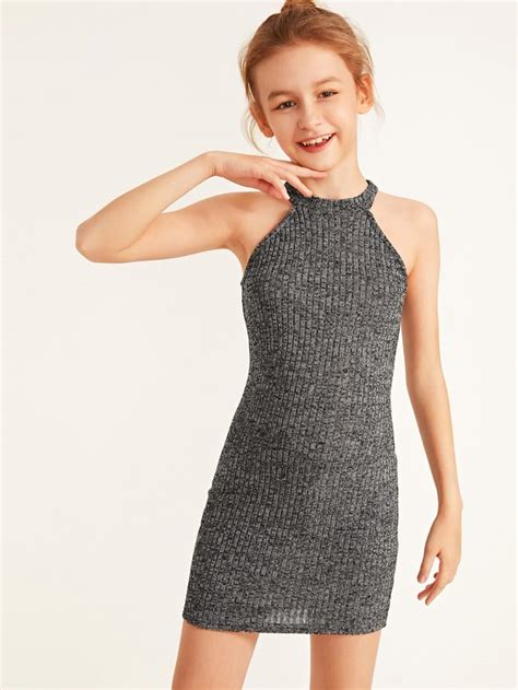 Girls Rib Knit Halter Dress Girl Fashion Girls Fashion Tween Girls Fashion Clothes