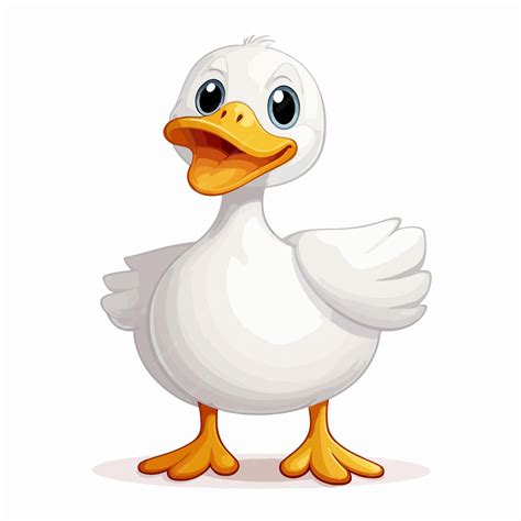 Cute White Duck Cartoon Character On White Background Premium Ai
