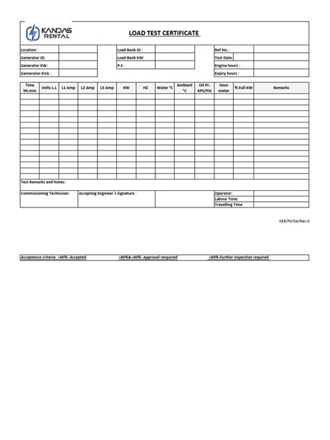3 Load Test Certificate Pdf