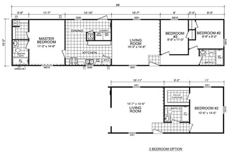 Single Wide Mobile Home Floor Plans 3 Bedroom
