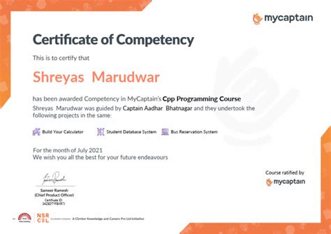 Mycaptain Cpp Programming Workshop Certificate Pdf