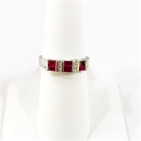 14k White Gold Ruby Diamond Ring Noble Jewelers