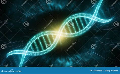 Futuristic Binary Dna Strand Cybernetic Biotechnology Concept Stock