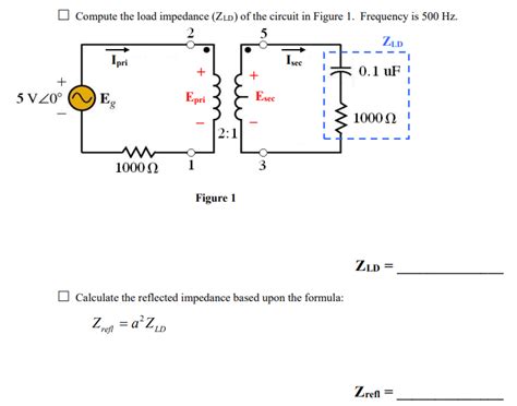 solved compute the load impedance zo of the circuit in