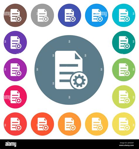 Document Settings Solid Flat White Icons On Round Color Backgrounds 17